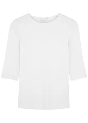 Vince Ribbed Stretch-jersey Top - White