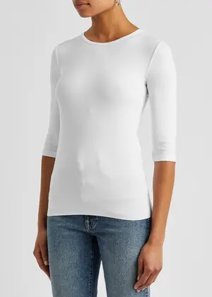 Vince Ribbed Stretch-jersey Top - White