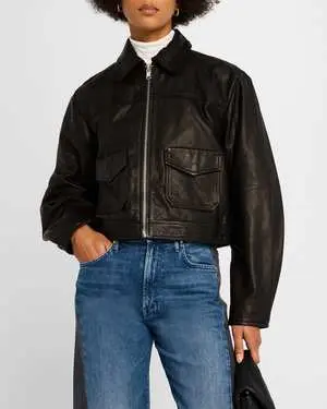 Paige PAIGE Clyde Leather Jacket - Black