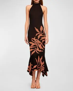 Misa Ember Flared Halter Midi Dress - Fernal Glow | Editorialist