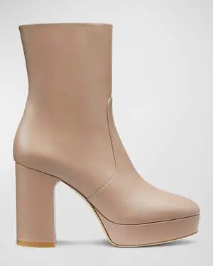 STUART WEITZMAN Stuart Weitzman Dayna Leather Platform Booties - Fawn