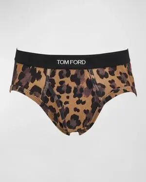 TOM FORD Apos;s Leopard-print Cotton Jersey Briefs - Leoprd