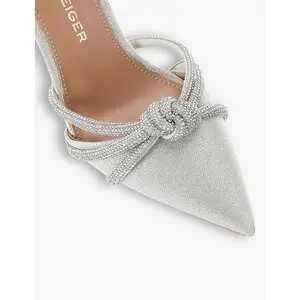 Kurt Geiger Ava Crystal-embellished Heeled Woven Courts
