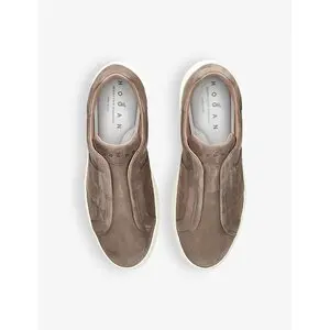 Hogan Fascia Logo-embossed Suede Low-top Trainers - Grey/dark