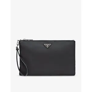 Prada Re-nylon And Saffiano Leather Pouch - Black