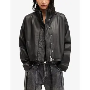 ALLSAINTS Ryder Funnel-neck Leather Jacket - Black