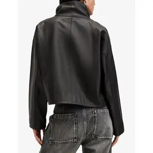 ALLSAINTS Ryder Funnel-neck Leather Jacket - Black