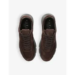 Hogan Hyperlight Branded Suede Low-top Trainers - Dark Brown