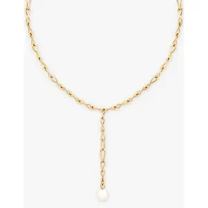 ASTRID & MIYU Sterling-silver And Freshwater-pearl Lariat Necklace - 18ct Gold