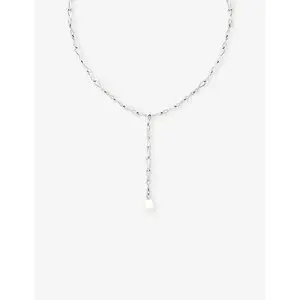 ASTRID & MIYU Sterling-silver And Freshwater-pearl Lariat Necklace - Rhodium