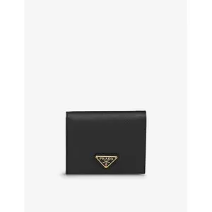 Prada Logo-plaque Small Saffiano Leather Wallet - Black
