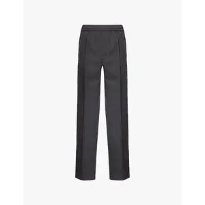 Gucci Logo-embroidered Straight-leg Wool Trousers