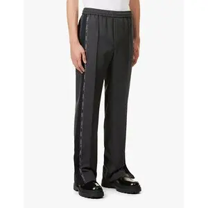 Gucci Logo-embroidered Straight-leg Wool Trousers