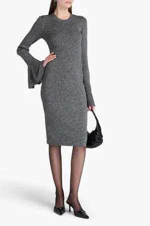 FRAME Metallic Ribbed-knit Dress - Silver