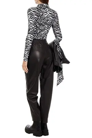Acne Studios Pleated Tapered Leather Pants - Black
