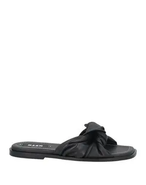 MSGM Leather Slides With Bow Detailing - Black