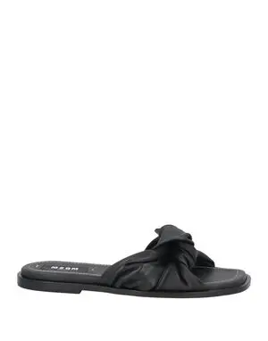 MSGM Leather Slides With Bow Detailing - Black