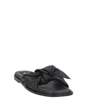 MSGM Leather Slides With Bow Detailing - Black
