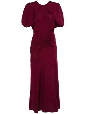 Victoria Beckham Gathered Detail Midi Dress - Red