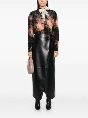 Zimmermann Floral Print Silk Shirt With Lace Scarf