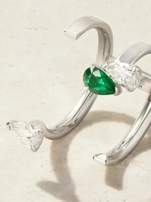 REPOSSI Serti Sur Vide Diamond And Emerald Ring