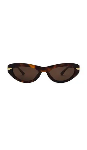 Bottega Veneta Oval Sunglasses - Havana  Gold  & Brown