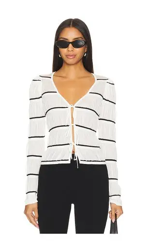 Women's Black White Striped Cardigans