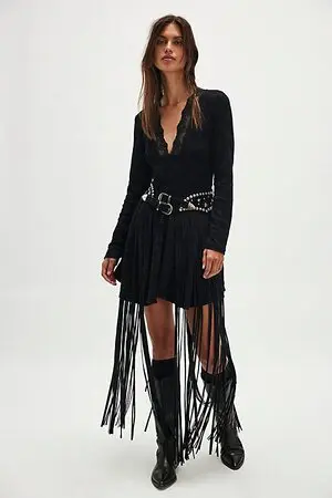 Studded Suede Skirt Belts