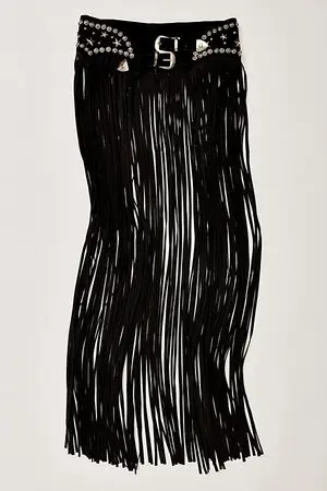 UNDERSTATED LEATHER Paris Texas Maxi Skirt Belt - Black