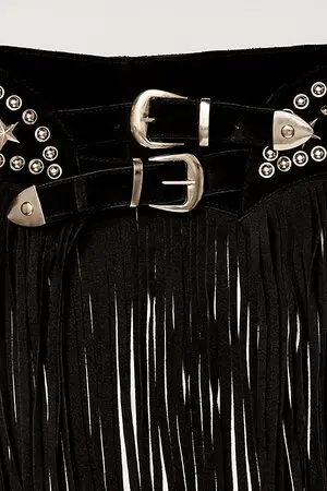 UNDERSTATED LEATHER Paris Texas Maxi Skirt Belt - Black
