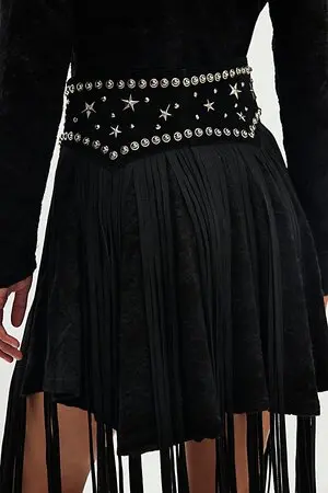 UNDERSTATED LEATHER Paris Texas Maxi Skirt Belt - Black