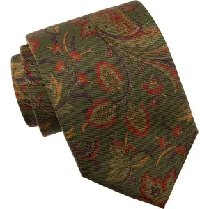 ELIZABETTA Elizabetta Borromeo Extra Long Printed Neck Tie Olive