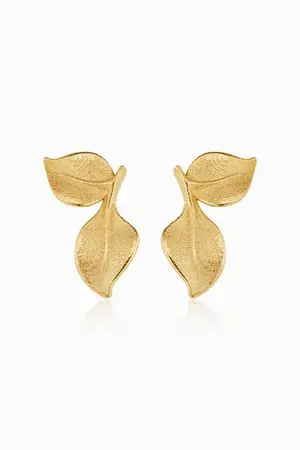 ORADINA 14k Leaf Stud Earrings - Yellow Gold
