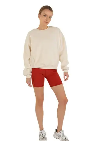 REBODY Teddy Micro Fleece Lined Sweatshirt - Bone