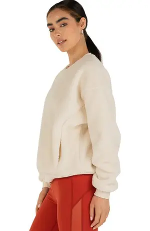 REBODY Teddy Micro Fleece Lined Sweatshirt - Bone