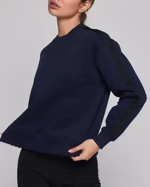 REBODY Sideline Fleece Crewneck Sweatshirt - True Navy/black