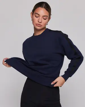 REBODY Sideline Fleece Crewneck Sweatshirt - True Navy/black