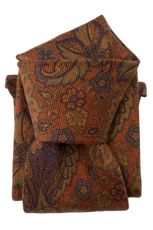 ELIZABETTA Trevi Extra Long Printed Neck Tie - Ginger