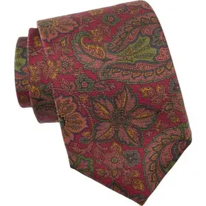 ELIZABETTA Elizabetta Trevi Extra Long Printed Neck Tie Ruby