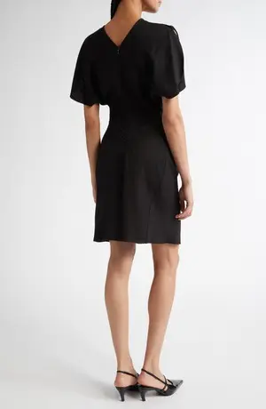 Victoria Beckham Ruched Mini Dress With Puff Sleeves