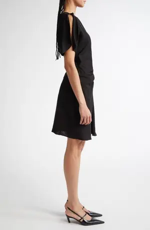Victoria Beckham Ruched Mini Dress With Puff Sleeves
