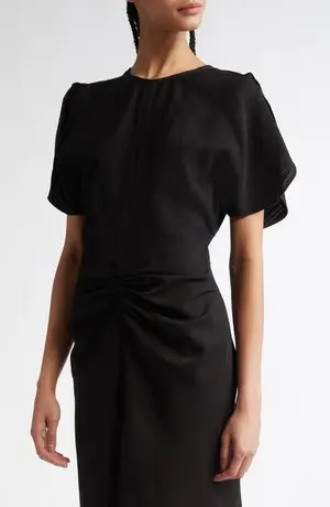 Victoria Beckham Ruched Mini Dress With Puff Sleeves