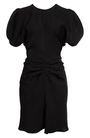 Victoria Beckham Ruched Mini Dress With Puff Sleeves