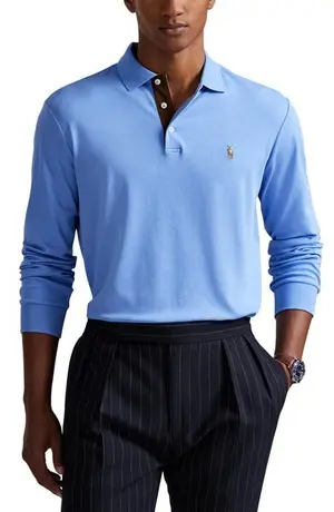 Ralph Lauren Long Sleeve Pima Cotton Polo - Fall Blue