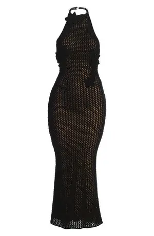JLUXLABEL Paradise Open Stitch Crochet Halter Dress