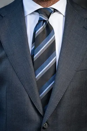 ELIZABETTA Corso Extra Long Striped Jacquard Neck Tie - Black