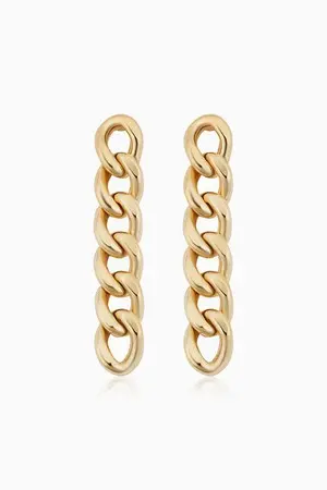 ORADINA 14k Curb Drop Earrings - Yellow Gold
