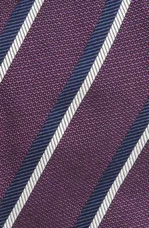 Zegna Jacquard Silk Neck Tie - Dark Purple Stripe