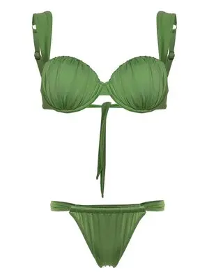 NOIRE SWIMWEAR Ruched Bikini Set - Green
