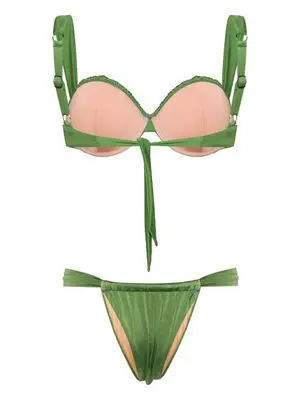 NOIRE SWIMWEAR Ruched Bikini Set - Green
